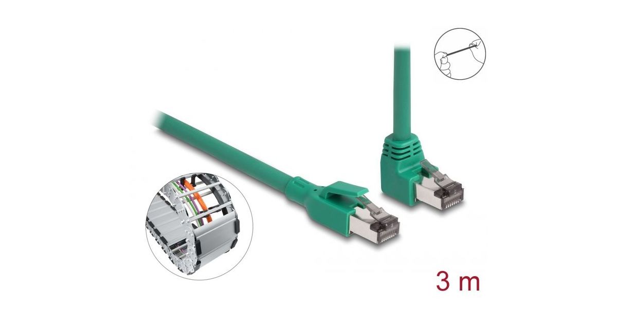 Ethernetkaapeli PROFINET Cat6 SF/UTP 90° kulmassa 3 m vihreä | Triosoft Oy
