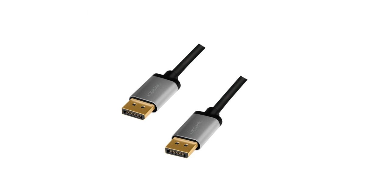 DisplayPort-kaapeli, uros - uros, 4K / 60 Hz, alumiini, musta / harmaa ...
